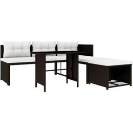 4-tlg. Garten-Lounge-Set Poly Rattan Braun vidaXL