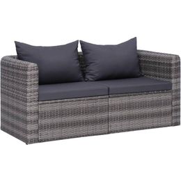 Garten-Ecksofas 2 Stk. Grau Poly Rattan vidaXL