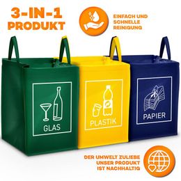 TRESKO® 3er Set Recycling Deutsch Müll Sortiertaschen Mülleimer Mülltrenner Trennsystem