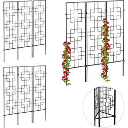 Relaxdays 9 x Rankgitter Metall, zum Stecken, Rankhilfe für Kletterpflanzen, Kletterhilfe 122 x 30,5 cm, Spalier Garten, schwarz