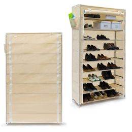 Relaxdays - 2 x Schuhschrank valentin, hohes Schuhregal mit Stoffbezug, 9 Ablagen, Stoffschrank, hbt 161 x 88 x 30 cm, beige