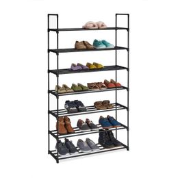 Relaxdays - Schuhregal Stecksystem, 7 Ebenen, 28 Paar Schuhe, hbt: 160,5 x 90,5 x 30,5 cm, Schuhständer Metall, schwarz