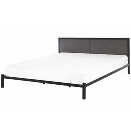 Beliani - Metallbett Schwarz 180 x 200 cm Graues Kopfteil Stabiler Lattenrost Modern