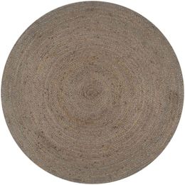 vidaXL - Teppich Handgefertigt Jute Rund 120 cm Grau