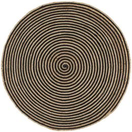 vidaXL - Teppich Handgefertigt Jute mit Spiralen-Design Schwarz 90 cm