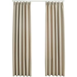 vidaXL - Verdunkelungsvorhänge mit Haken 2 Stk. Beige 140x175cm