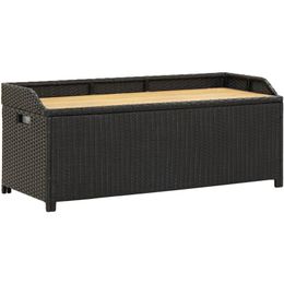 Sitzbank mit Stauraum 120 cm Poly Rattan Schwarz vidaXL