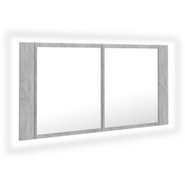 LED-Bad-Spiegelschrank Betongrau 90x12x45 cm Acryl vidaXL