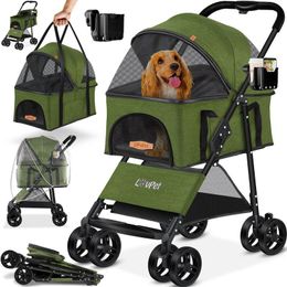 Lovpet - Hundewagen 2in1 Hundebuggy Hundebox Transporttasche Faltbar klappbar bis 20 kg Haustiere Buggy mit Netzfenstern & Regenschutzabdeckung