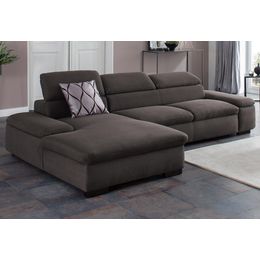 Ecksofa Home Affaire "Alberto L-Form", grau (anthrazit), B:286cm H:73cm T:174cm, 100% Polyester;Luxus-Microfaser ALTARA NUBUCK (100% Polyester);Luxus-Microfaser weich (90% Polyester, 10% Polyamid);Microfaser Antiklederoptik, Sofas, Ecksofa, mit Kopfteilverstellung, wahlweise mit Bettfunktion, Topseller