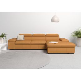 Ecksofa Home Affaire "Alberto L-Form", gelb (curry), B:286cm H:73cm T:174cm, Luxus-Microfaser Lederoptik (100% Polyester);Luxus-Microfaser ALTARA NUBUCK (100% Polyester);Luxus-Microfaser weich (90% Polyester, 10% Polyamid);Microfaser Antiklederoptik, Sofas, Ecksofa, mit Kopfteilverstellung, wahlweise mit Bettfunktion, Topseller