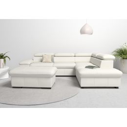 Ecksofa Home Affaire "Alberto L-Form", wei&szlig; (altwei&szlig;), B:272cm H:73cm T:226cm, Luxus-Microfaser Lederoptik (100% Polyester);Luxus-Microfaser weich (9)0% Polyester / 10% Polyamid;Luxus-Microfaser Vintageoptik (100% Polyester);Microfaser Antiklederoptik (100% Polyester), Sofas, Ecksofa, mit Kopfteilverstellung, wahlweise mit Bettfunktion
