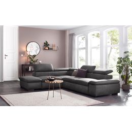 Ecksofa Home Affaire "Alberto L-Form", grau (anthrazit), B:272cm H:73cm T:226cm, 100% Polyester;Luxus-Microfaser weich (9)0% Polyester / 10% Polyamid;Luxus-Microfaser Vintageoptik (100% Polyester);Microfaser Antiklederoptik (100% Polyester), Sofas, Ecksofa, mit Kopfteilverstellung, wahlweise mit Bettfunktion
