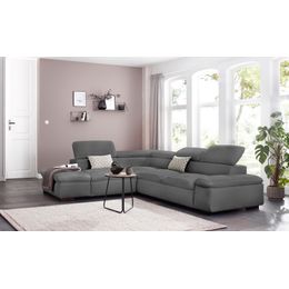 Ecksofa Home Affaire "Alberto L-Form", grau (steel), B:272cm H:73cm T:226cm, 100% Polyester;Luxus-Microfaser weich (9)0% Polyester / 10% Polyamid;Luxus-Microfaser Vintageoptik (100% Polyester);Microfaser Antiklederoptik (100% Polyester), Sofas, Ecksofa, mit Kopfteilverstellung, wahlweise mit Bettfunktion