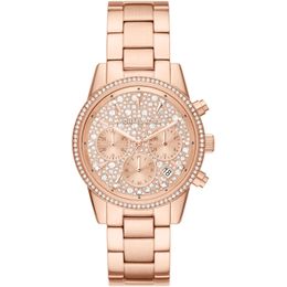 Chronograph Michael Kors "RITZ, MK7302" Armbanduhren rosegold (roségoldfarben) Damen Quarzuhr, Armbanduhr, Damenuhr, Stoppfunktion, Edelstahlarmband