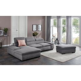Ecksofa Home Affaire "Alberto L-Form", grau (steel), B:286cm H:73cm T:174cm, 100% Polyester;Luxus-Microfaser ALTARA NUBUCK (100% Polyester);Luxus-Microfaser weich (90% Polyester, 10% Polyamid);Microfaser Antiklederoptik, Sofas, Ecksofa, mit Kopfteilverstellung, wahlweise mit Bettfunktion, Topseller
