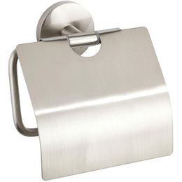 Wenko Toilettenpapierhalter mit Deckel Cuba Matt, WC-Rollenhalter aus rostfreiem Zinkdruckguss, Silber matt, Zinkdruckguss matt