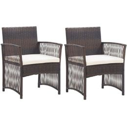 Gartensessel mit Sitzkissen 2 Stk. Braun Poly Rattan vidaXL