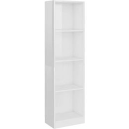 Bücherregal 4 Fächer Hochglanz-Weiß 40x24x142 cm Holzwerkstoff vidaXL