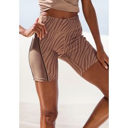 active by Lascana Shorts LASCANA ACTIVE, Damen, Gr. XS (32/34), N-Gr, braun, Obermaterial: 85% Polyester, 15% Elasthan, bedruckt, animal-print, sportlich, eng kurz, Hosen, Sportshorts mit dezentem Zebramuster