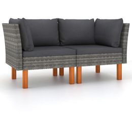 vidaXL - Ecksofas 2 Stk. Poly Rattan und Eukalyptus Massivholz