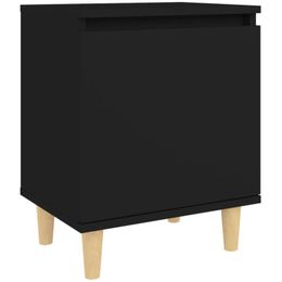 Nachttisch mit Massivholz-Beinen Schwarz 40x30x50 cm vidaXL