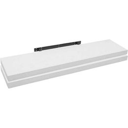 2er Set Wandregal Bücherregal Deko Wandablagen mdf Holz Hängeregal weiß 110x22.9x3.8cm - WOLTU