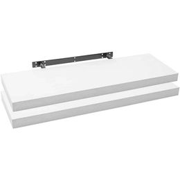 2er Set Wandregal Bücherregal Deko Wandablagen mdf Holz Hängeregal weiß 90x22.9x3.8cm - WOLTU