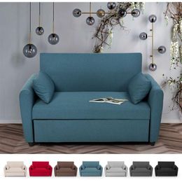 MODUS SOFÀ Porto Rico Ausziehbares 2-Sitzer-Schlafsofa, modernes Design aus Stoff Farbe: Blau