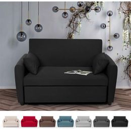 MODUS SOFÀ Porto Rico Ausziehbares 2-Sitzer-Schlafsofa, modernes Design aus Stoff Farbe: Schwarz