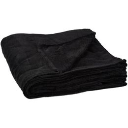 Kuscheldecke extragroß aus Polyester, Fleece, bei 30°C waschbar, hbt: 1 x 200 x 220 cm, schwarz - Relaxdays