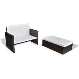 Gartensofa Poly Rattan Braun vidaXL