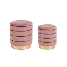 Bizzotto Set2 Pouf Container Darina Rosa Antico in Samt