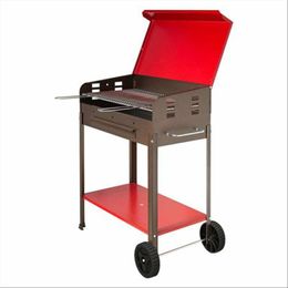 Holzkohlegrill 'Vanessa' mit Deckel und Rädern, verstellbarer Grillrost Made in Italy -50 cm