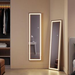 Sonni - Ganzkörperspiegel mit 3 Farben led Beleuchtung Standspiegel weiß 150x40x3.5cm Wandspiegel Modern