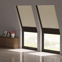 Thermo Dachfenster Rollo ohne Bohren Sonnenschutz Verdunkelungsrollo mit Saugnäpfen, Thermorollo Hitzeschutz für Dachfenster 60x73 cm, Beige - WOLTU