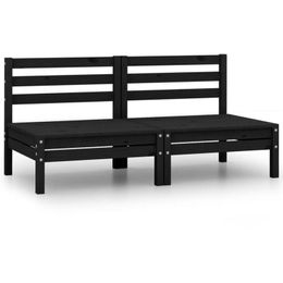 vidaXL - 2-Sitzer-Gartensofa Schwarz Kiefer Massivholz