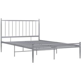 vidaXL - Bett Grau Metall 120x200 cm