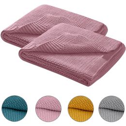 2er Set Babydecken Strickdecken oeko-tex im Wolle-Look - rosa 70x100 für Jungen und Mädchen rosa - wometo