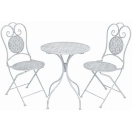 vidaXL - 3-tlg. Bistro-Set Stahl Grau-Weiß