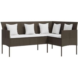 Sofa in L-Form mit Kissen Poly Rattan Braun vidaXL