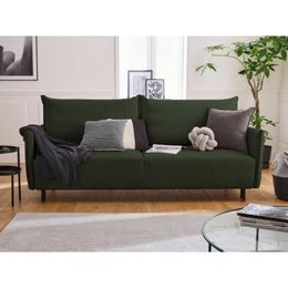 Valentina - 3-sitzer schlafsofa - mit bettkasten - aus cord - zeitgenössischer stil - grün