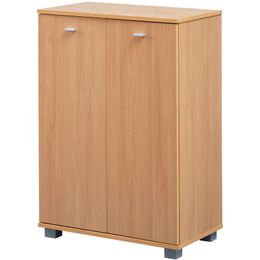 FineBuy Design Schuhschrank NIMES modern Holz 12 Paar Schuhe 4 Fächer 2 Türen, Schuhregal 60 x 90 x 35 cm platzsparend, Schuhkommode Flurschrank mit