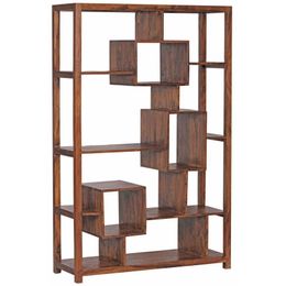 FineBuy Bücherregal Massiv-Holz 115 x 180 cm Wohnzimmer-Regal Ablagefächer Design Landhaus Standregal Farbe wählbar