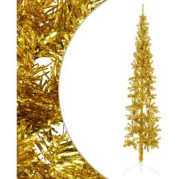 Künstlicher Halb-Weihnachtsbaum mit Ständer Schlank Gold 240 cm vidaXL