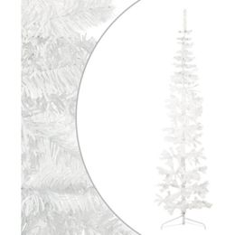 Künstlicher Halb-Weihnachtsbaum mit Ständer Schlank Weiß 210 cm vidaXL