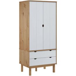 vidaXL - Kleiderschrank otta Braun&Weiß 76,5x53x172 cm Massivholz Kiefer