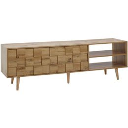 FineBuy Lowboard Holz Eiche-Dekor 160x51x40 cm TV-Kommode mit zwei Türen, Design TV-Schrank Hoch, Fernsehtisch Fernsehschrank Modern, Fernsehkommode