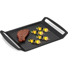 Relaxdays Grillplatte, Gas- & Elektroherd, Fleisch Gemüse Fisch grillen, Antihaft Grillpfanne, BxT 23x26 cm, anthrazit