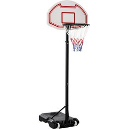 HOMCOM - Basketballkorb Outdoor mit Rollen 155-210 cm Höhenverstellbar, Transportable Basketballständer mit Rollen, Tragbar Basketballkorb PE+Stahl